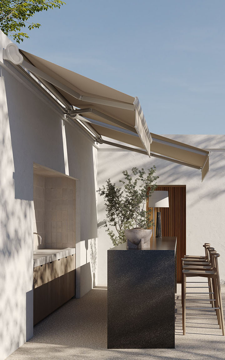 Awnings & Outdoor Closure Systems | Motorized Shades & Panels — Palmiye USA