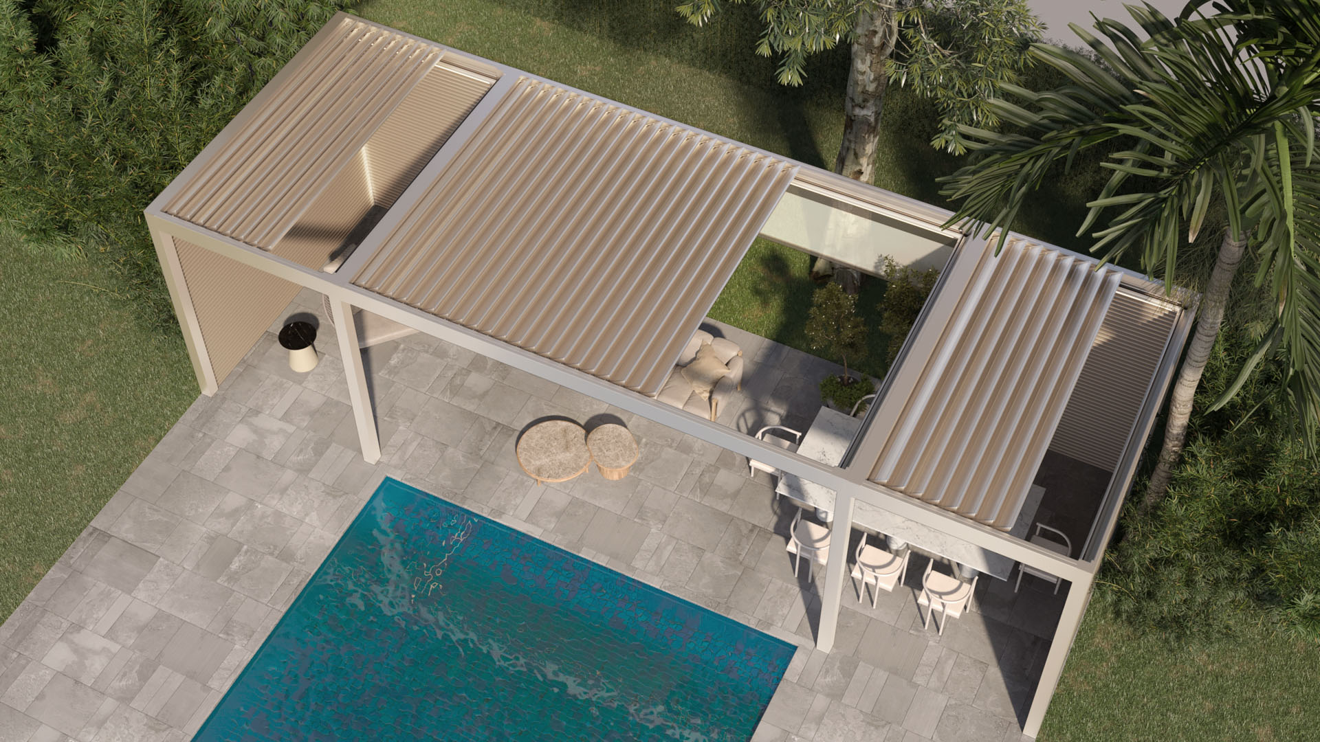 Skyroof Prestige – Retractable Bioclimatic Pergola System — Palmiye USA
